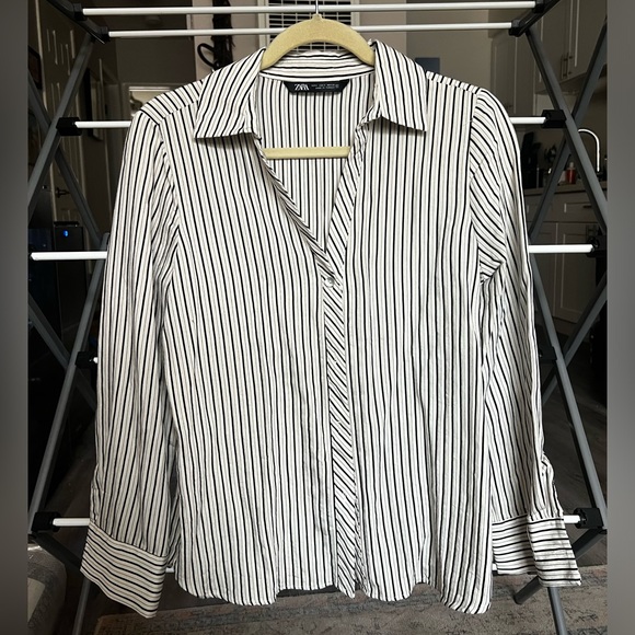 Zara | Tops | Zara Striped Button Down Shirt | Poshmark